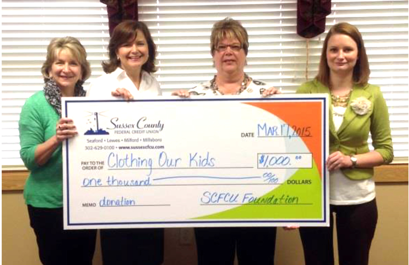 Sussex Credit Union Foundation donates to Clothing Our Kids | Cape Gazette