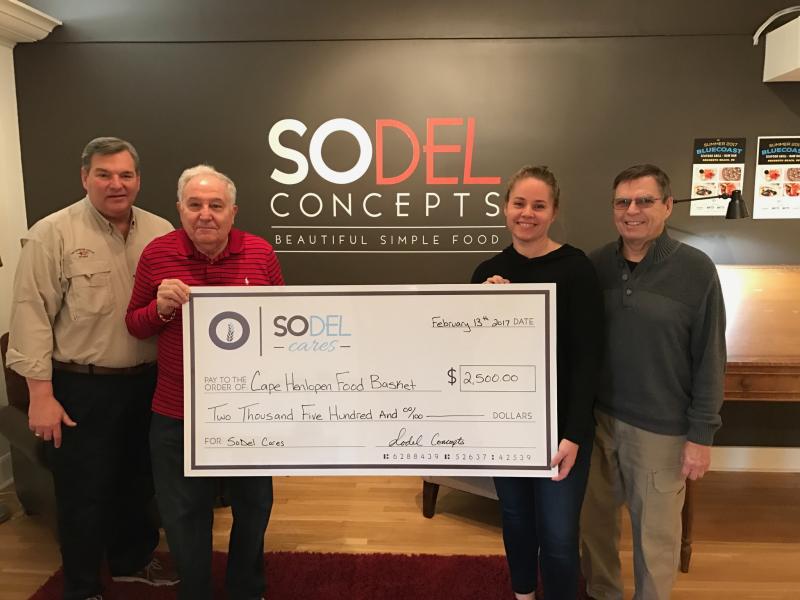 SoDel Cares donates $2,500 to Cape Henlopen Food Basket | Cape Gazette