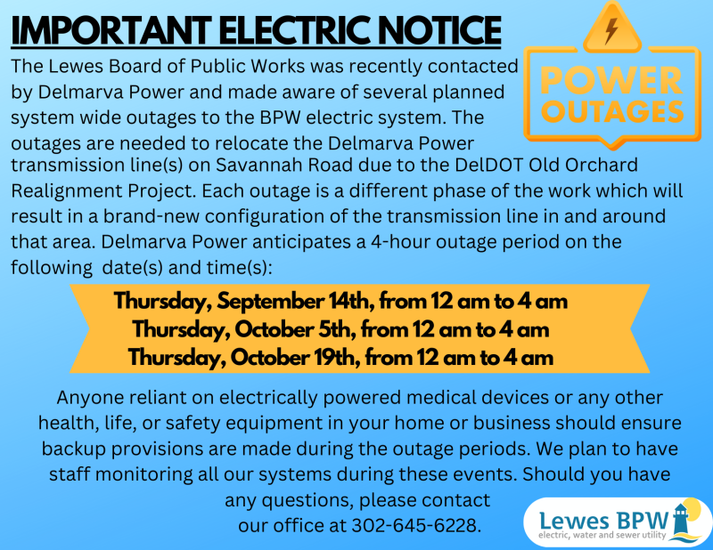 Customers getting notices of planned Delmarva Power outages | Cape Gazette